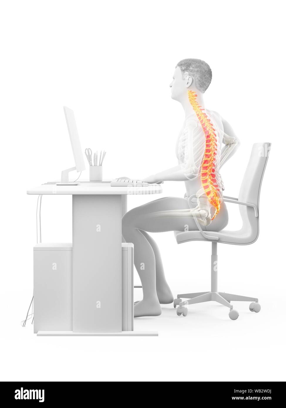 Office worker back pain Cut Out Stock Images & Pictures - Alamy