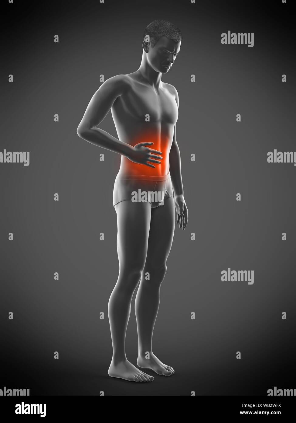 Abdominal pain, conceptual illustration Stock Photo - Alamy