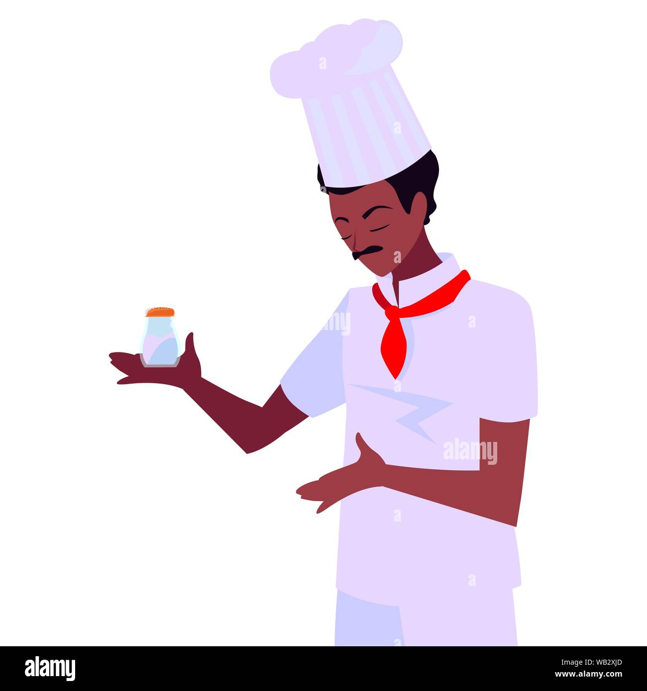 man chef salt preparation cooking vector illustration Stock Vector ...