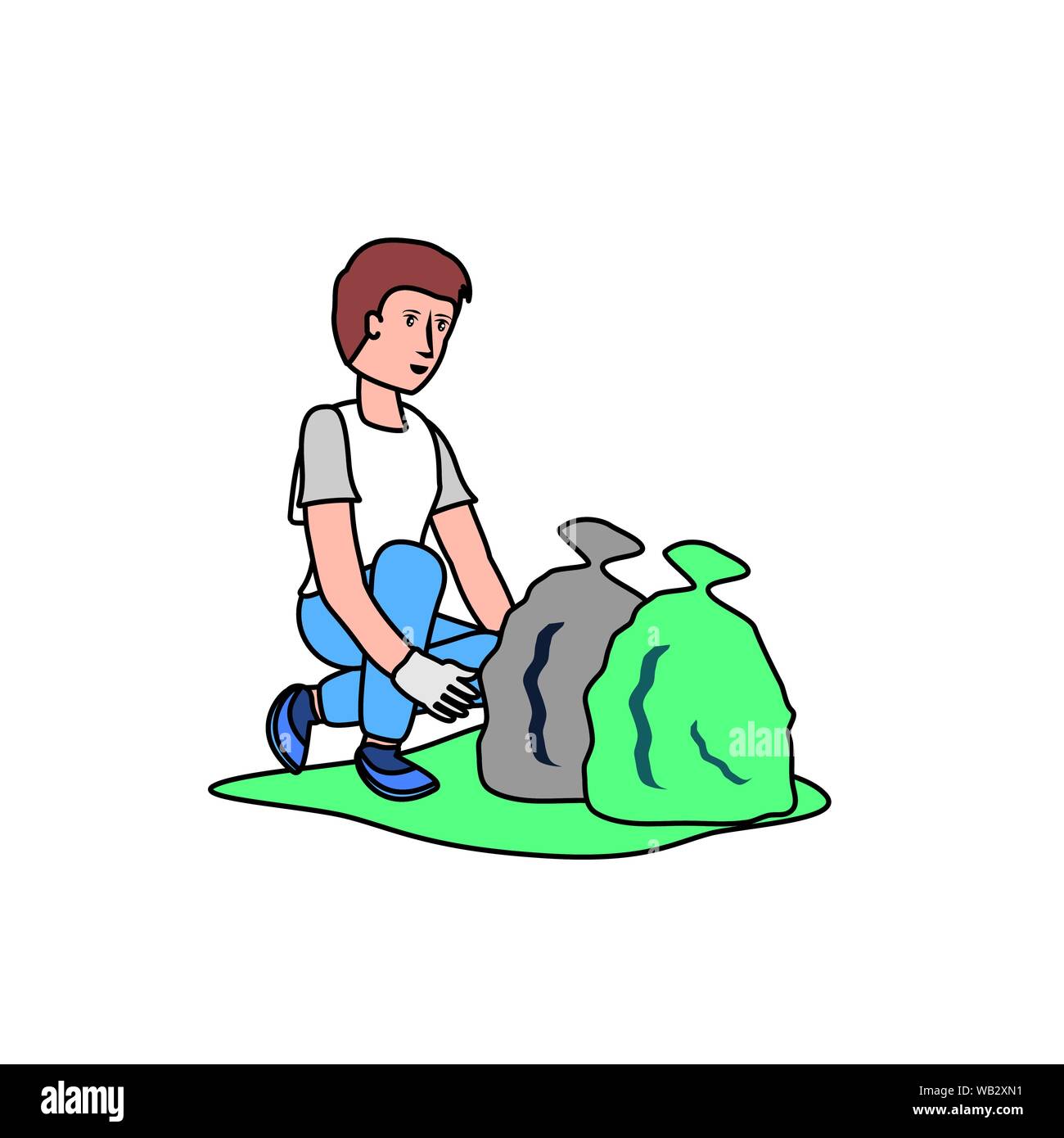 Avatar man with trash bag design, Garbage recycle ecology eco save and ...