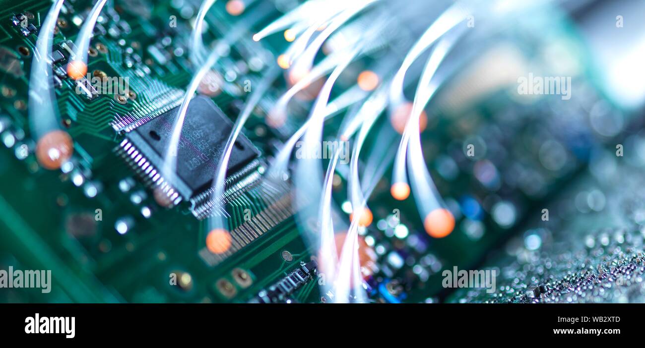 Digital communication, conceptual image. Fibre optics carrying data ...