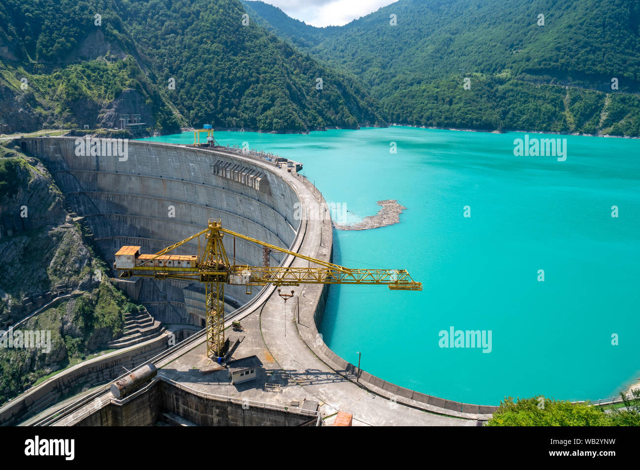 Wide view of The Enguri hydroelectric power station HES. Georgia Stock ...