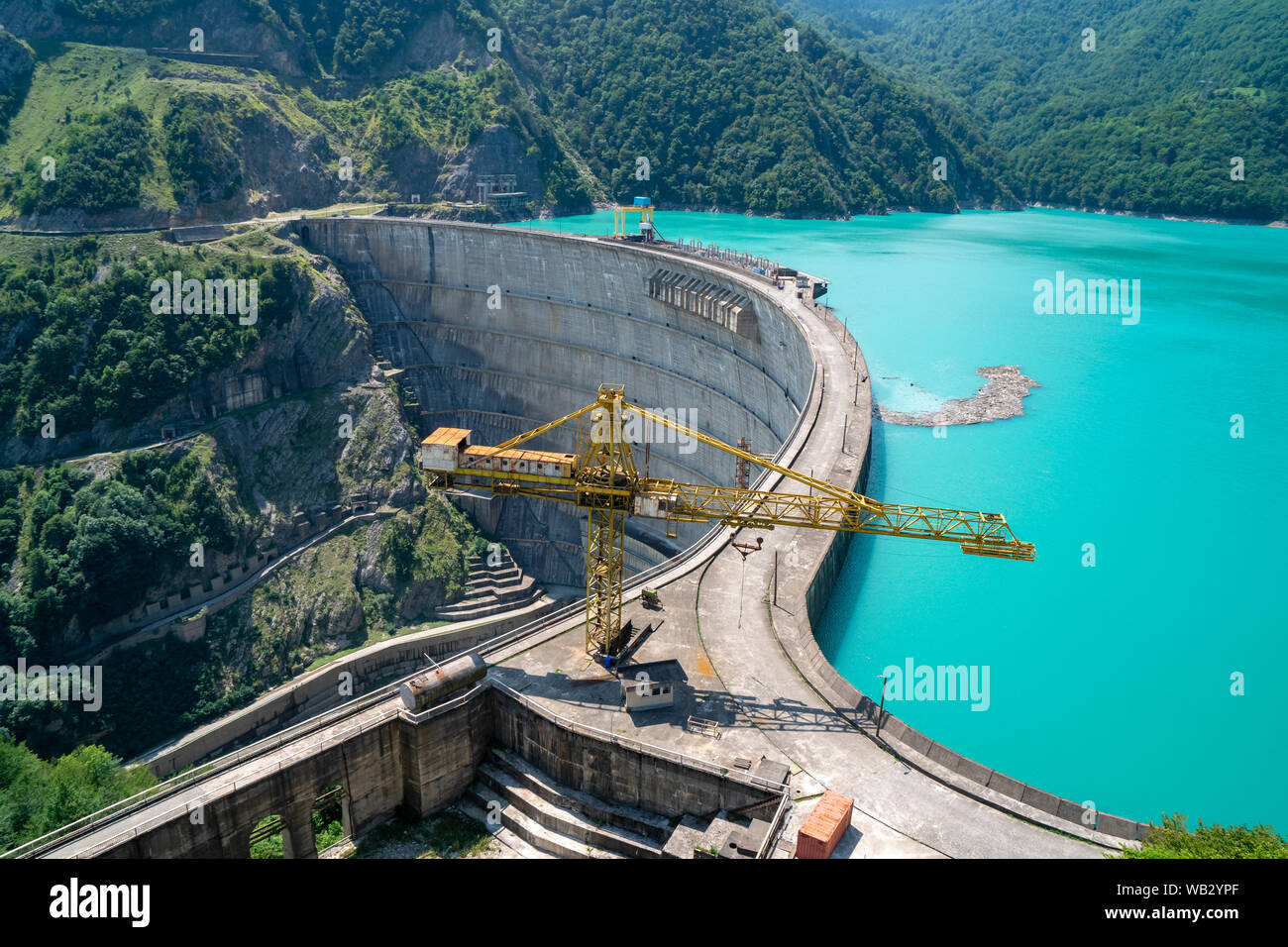 Wide view of The Enguri hydroelectric power station HES. Georgia Stock ...