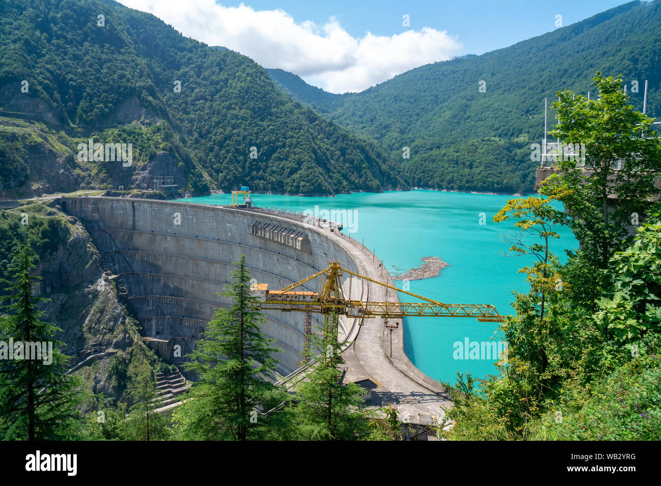 Wide view of The Enguri hydroelectric power station HES. Georgia Stock ...