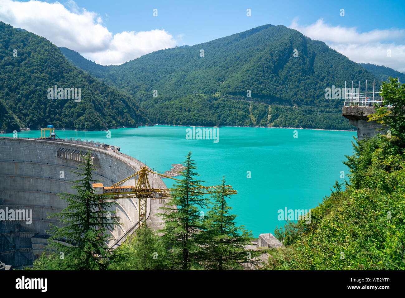 Wide view of The Enguri hydroelectric power station HES. Georgia Stock ...