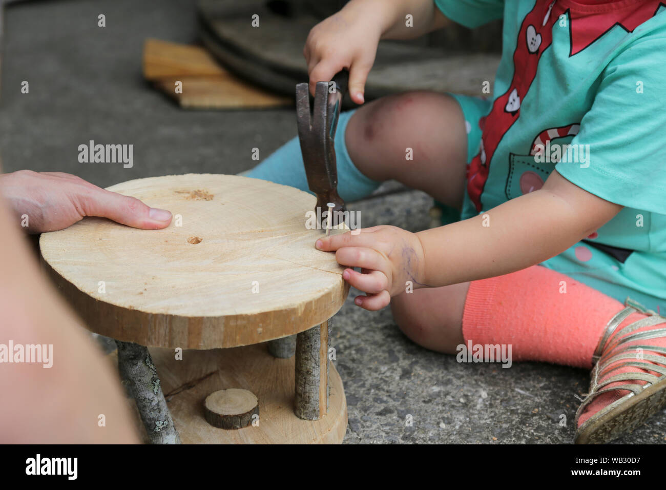 Preschool children doing fun woodwork tasks using real tools. Real life ...
