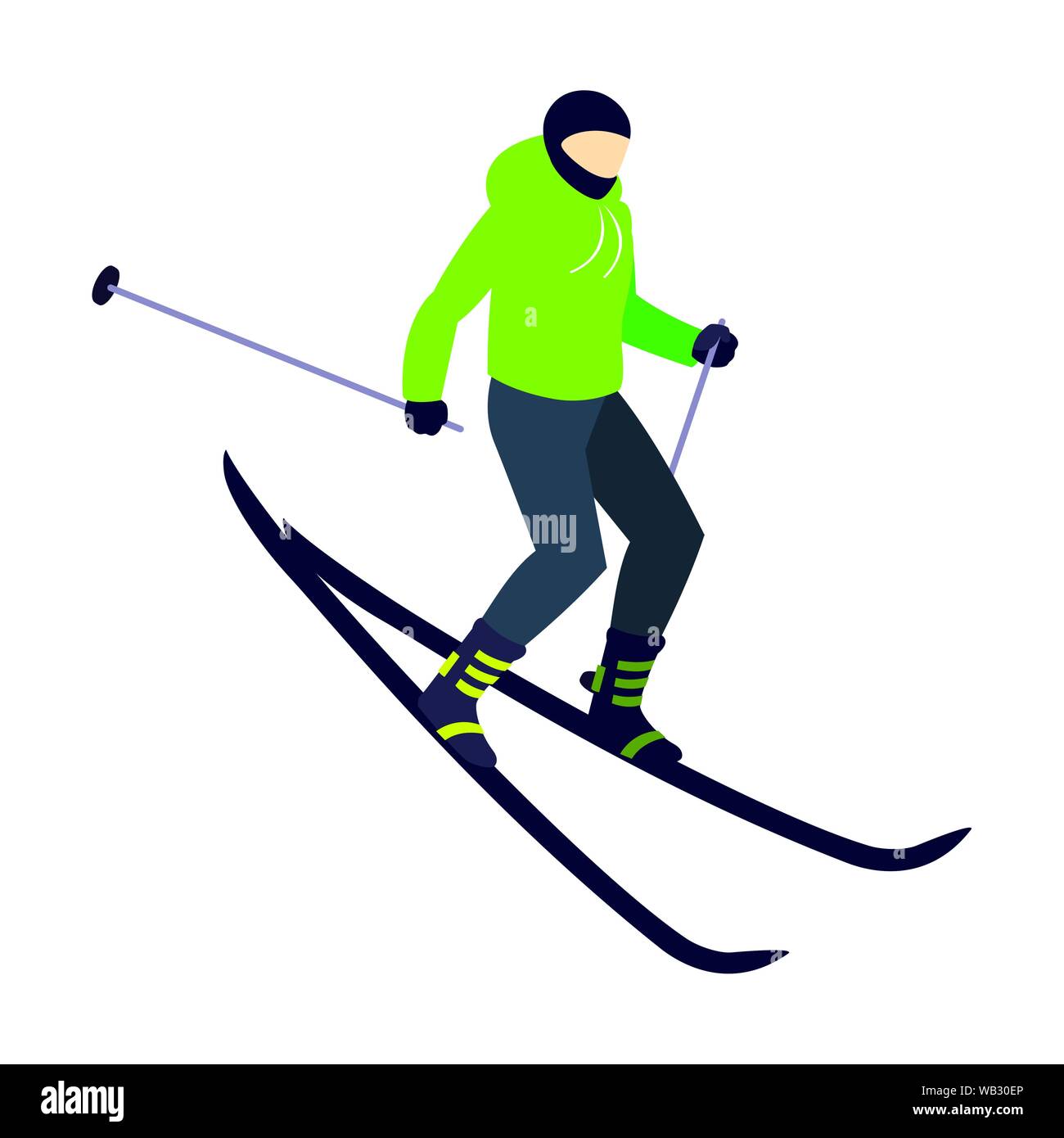 man skiing extreme sport and lifestyle vector illustration Stock Vector ...