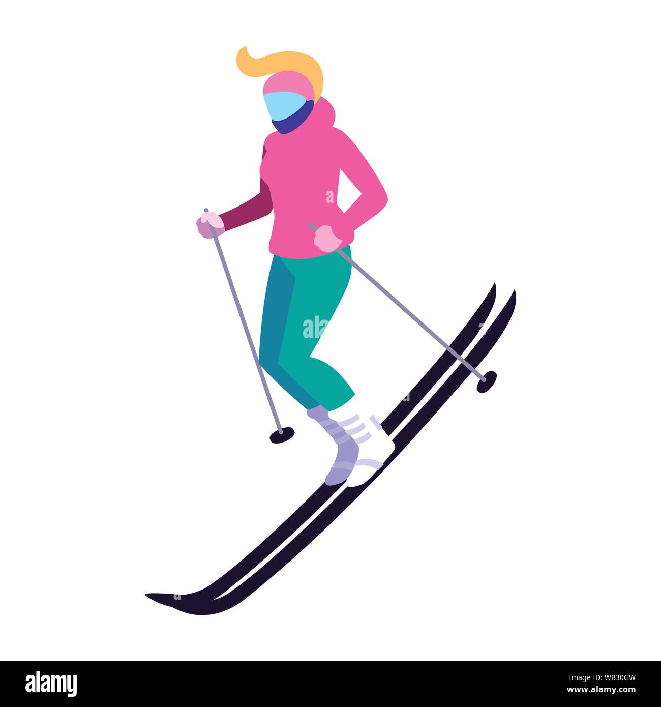 woman skiing extreme sport and lifestyle vector illustration Stock ...