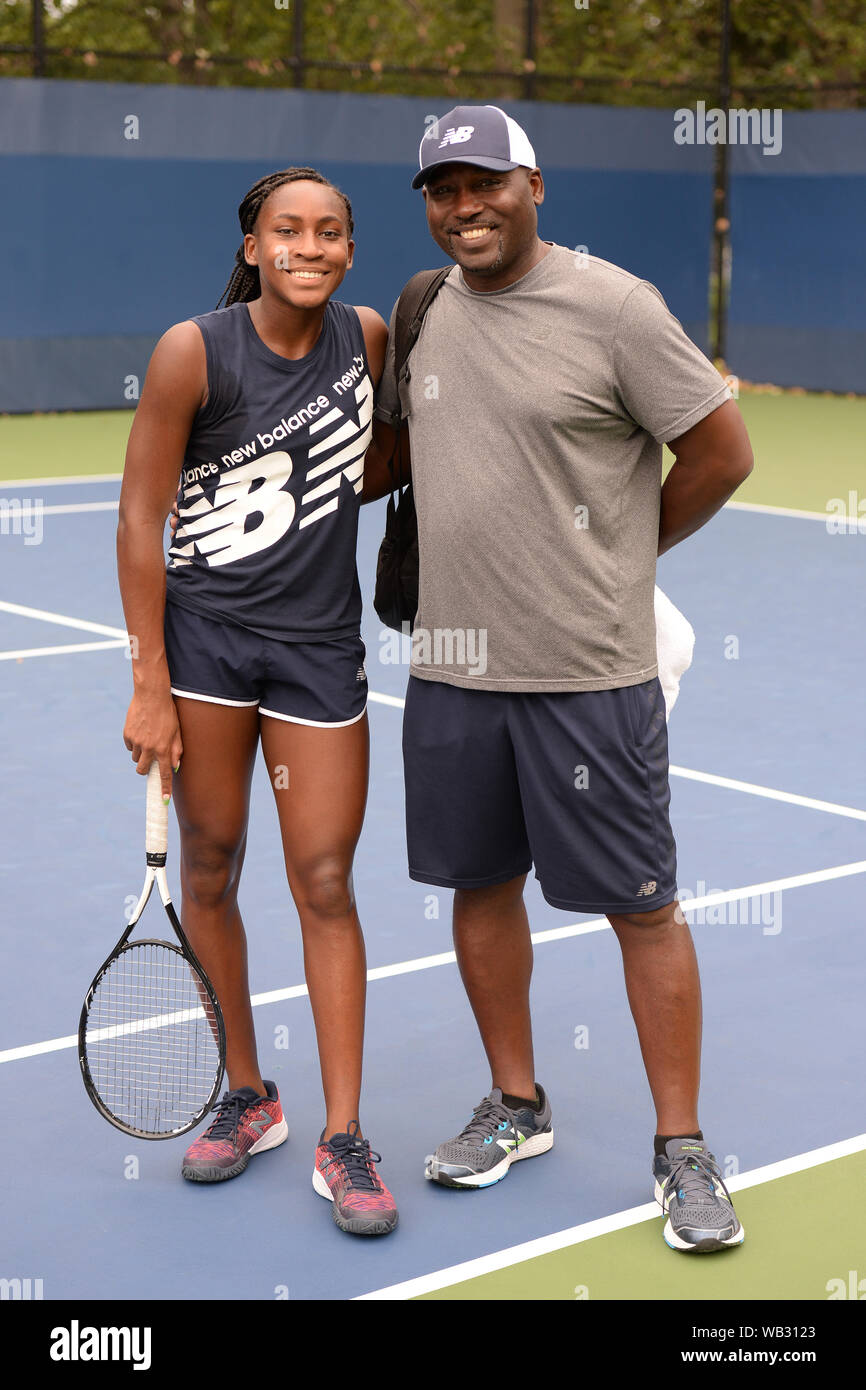Flushing NY, USA. 23rd Aug, 2019. Coco Gauff and her father Corey Gauff ...