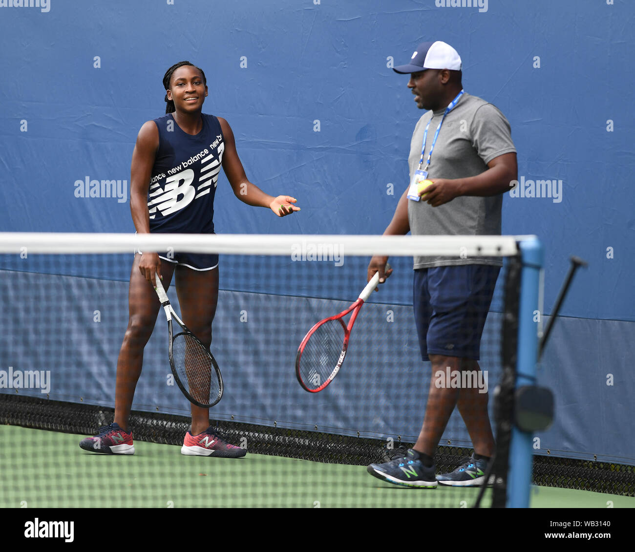 Flushing NY, USA. 23rd Aug, 2019. Coco Gauff and her father Corey Gauff ...