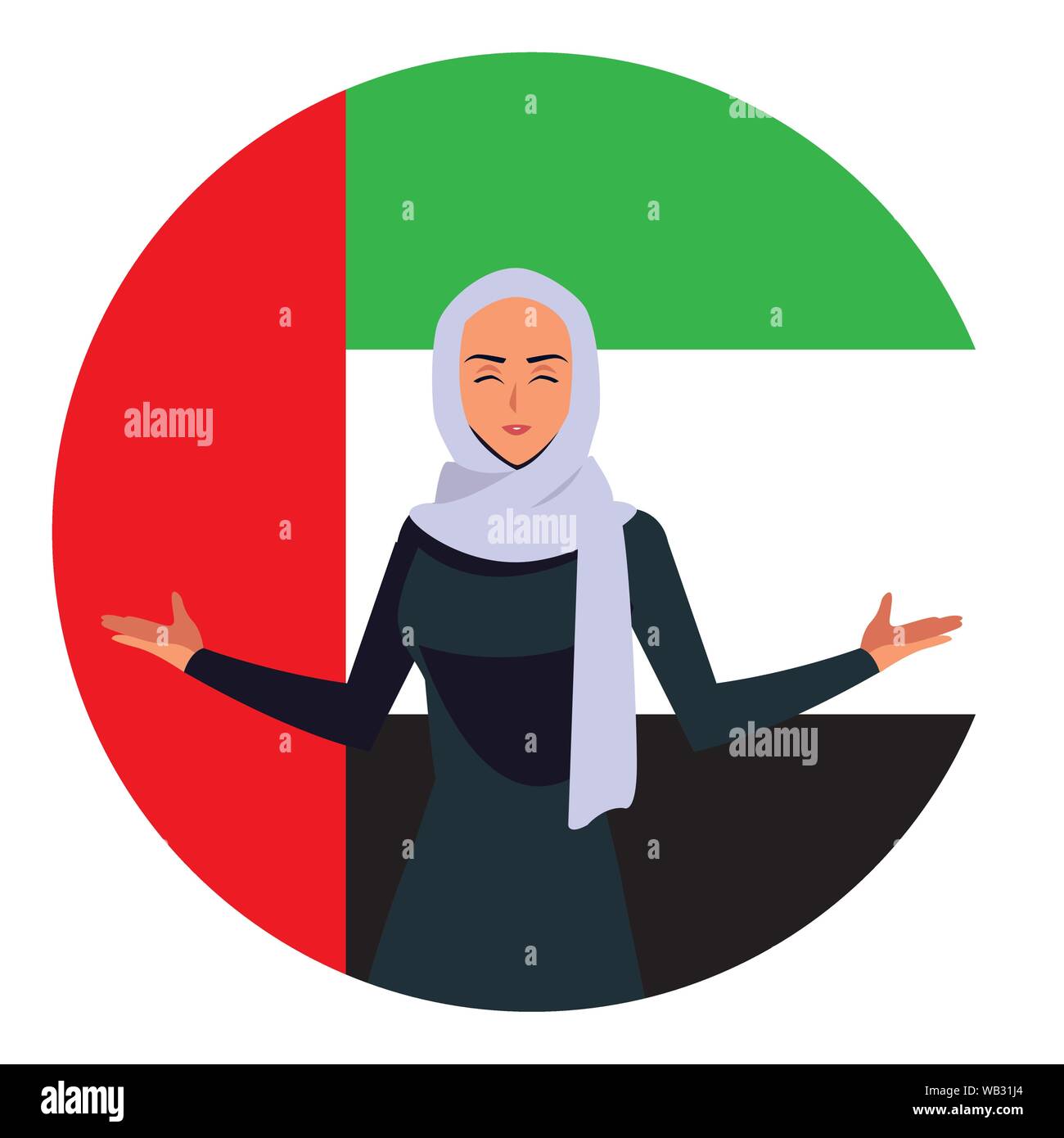 united arab emirates national day - arab woman with flag vector ...