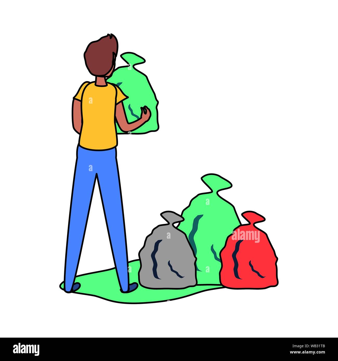 Avatar man with trash bag design, Garbage recycle ecology eco save and ...