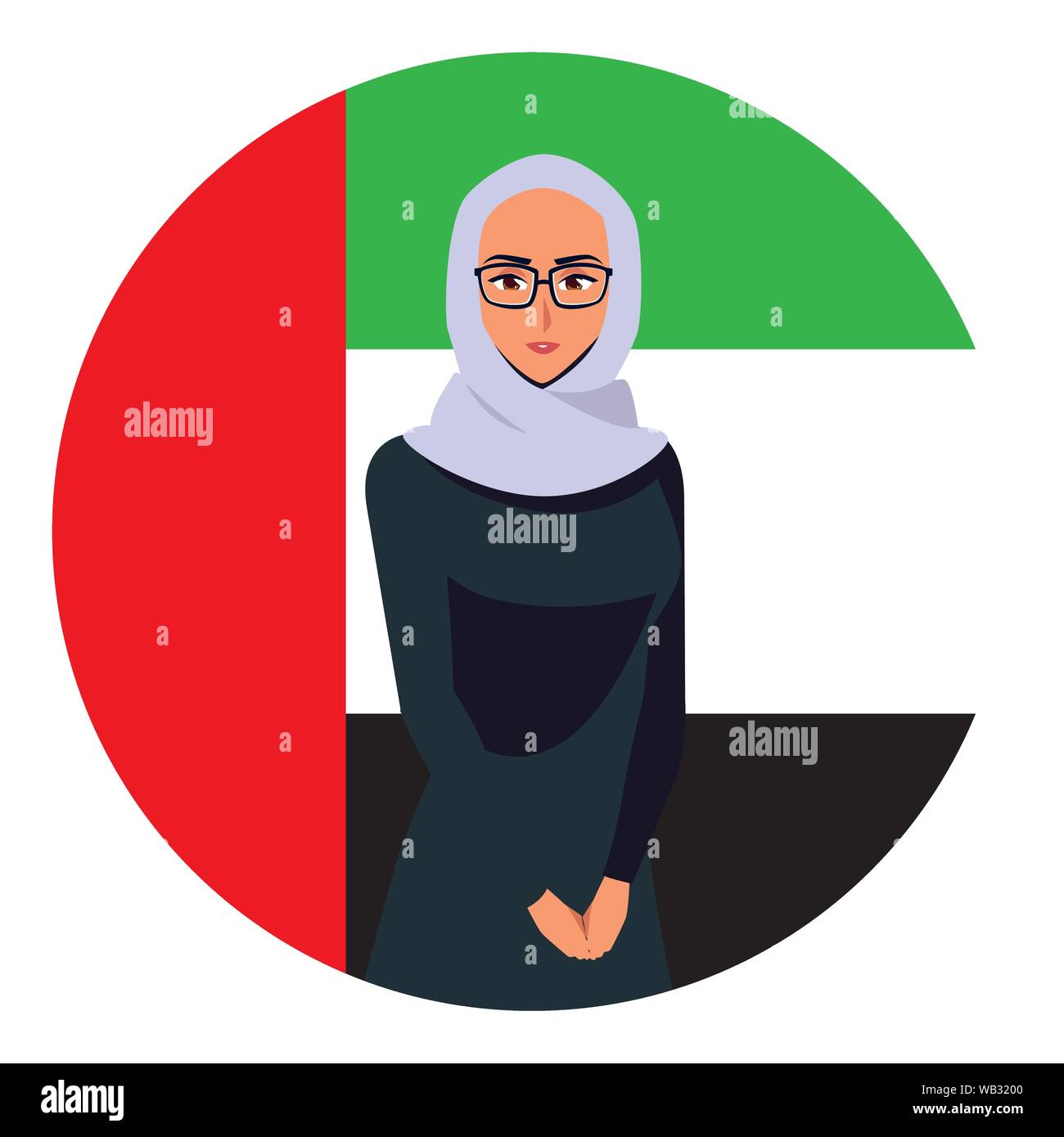 united arab emirates national day - arab woman with flag vector ...