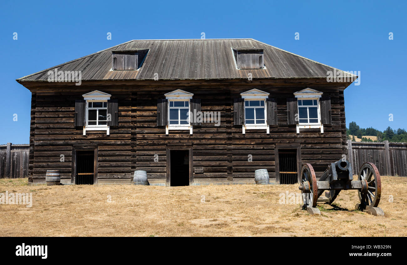 Fort Ross, CA - August 12, 2019: A view of The Kuskov House at Fort ...