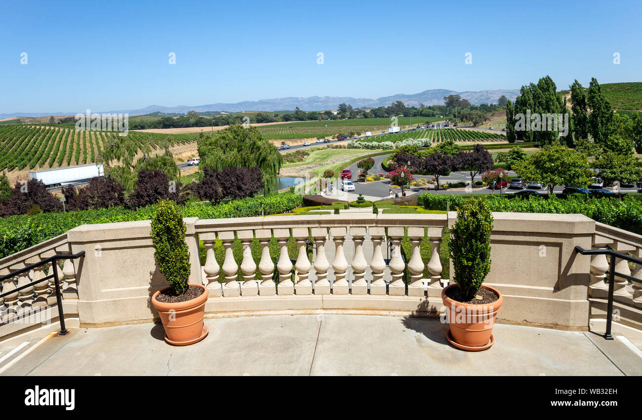 Napa, CA - August 16, 2019: A view of the grounds at Domaine Carneros ...