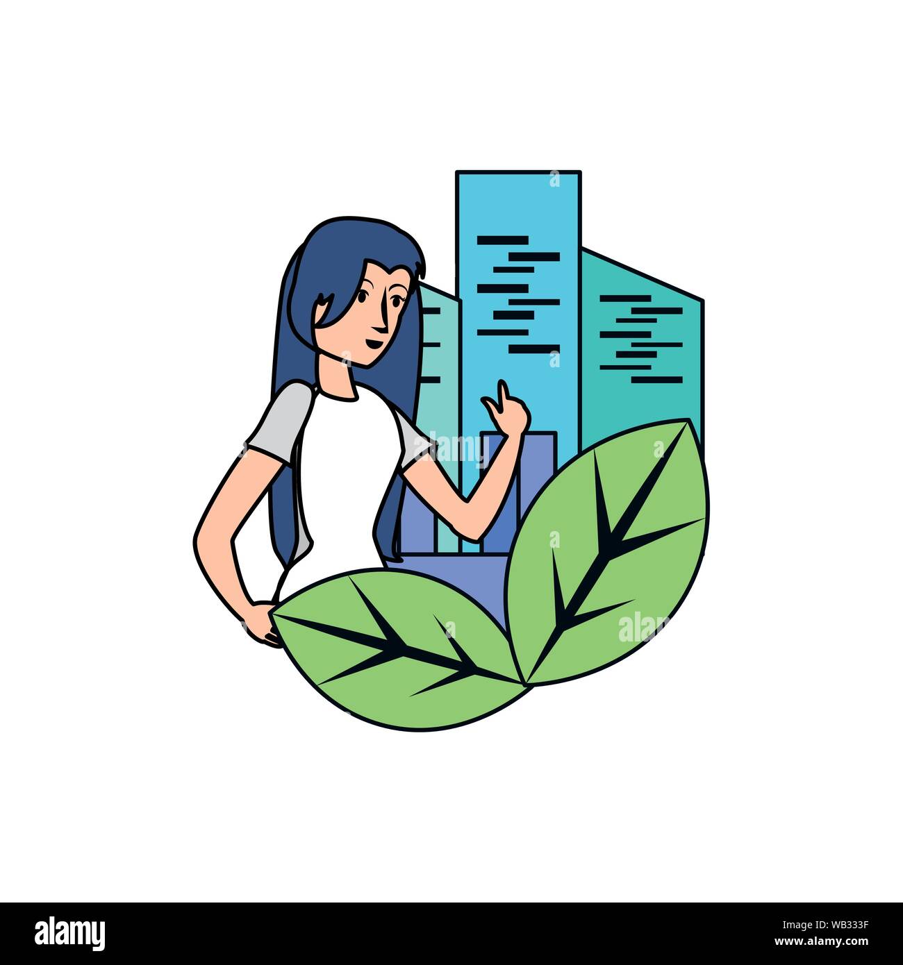 Avatar woman and city design, Sustainability eco friendly green recycle ...