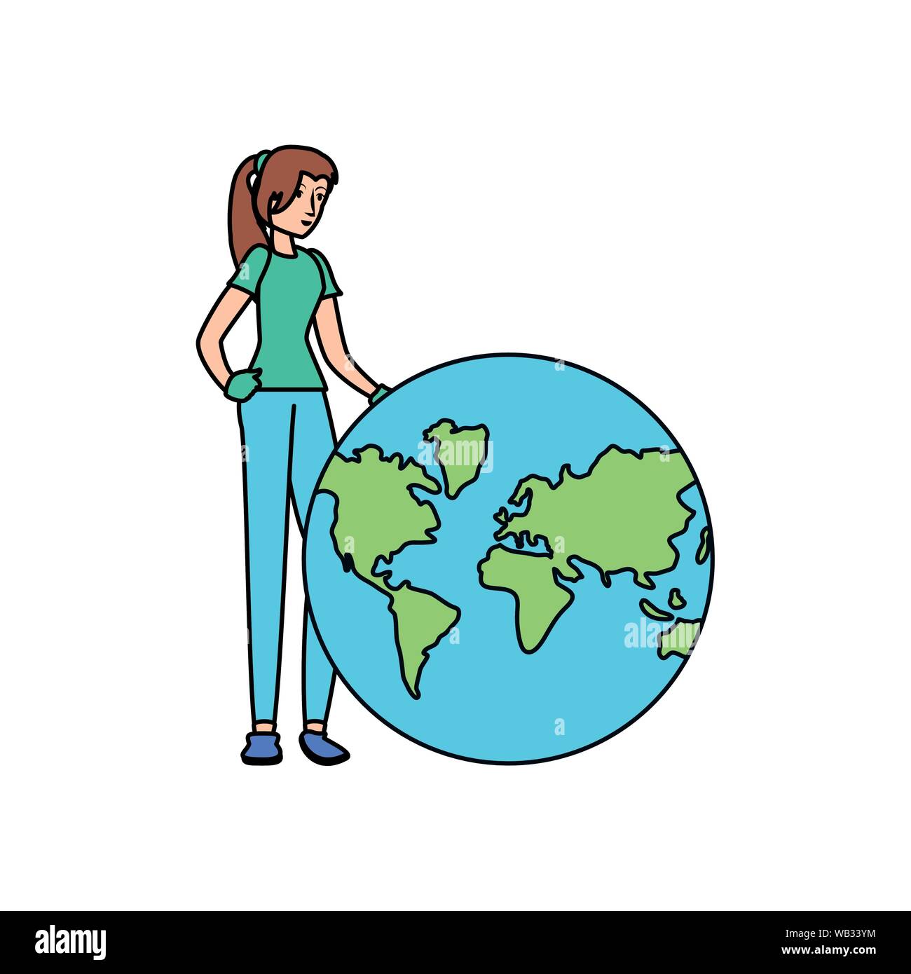 Avatar woman with planet sphere design, Continent earth world globe ...