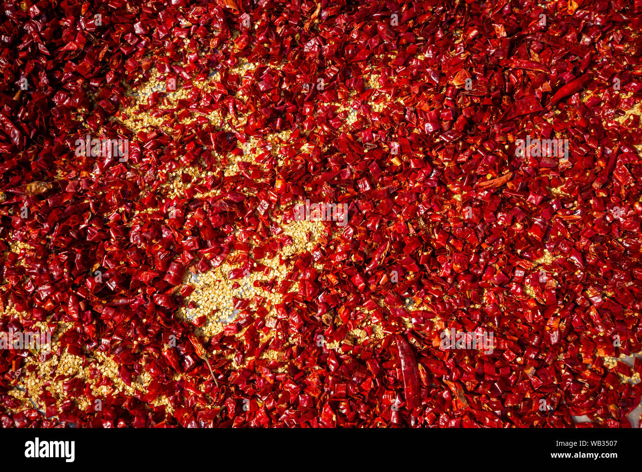 chinese dry red pepper on the ground Stock Photo - Alamy