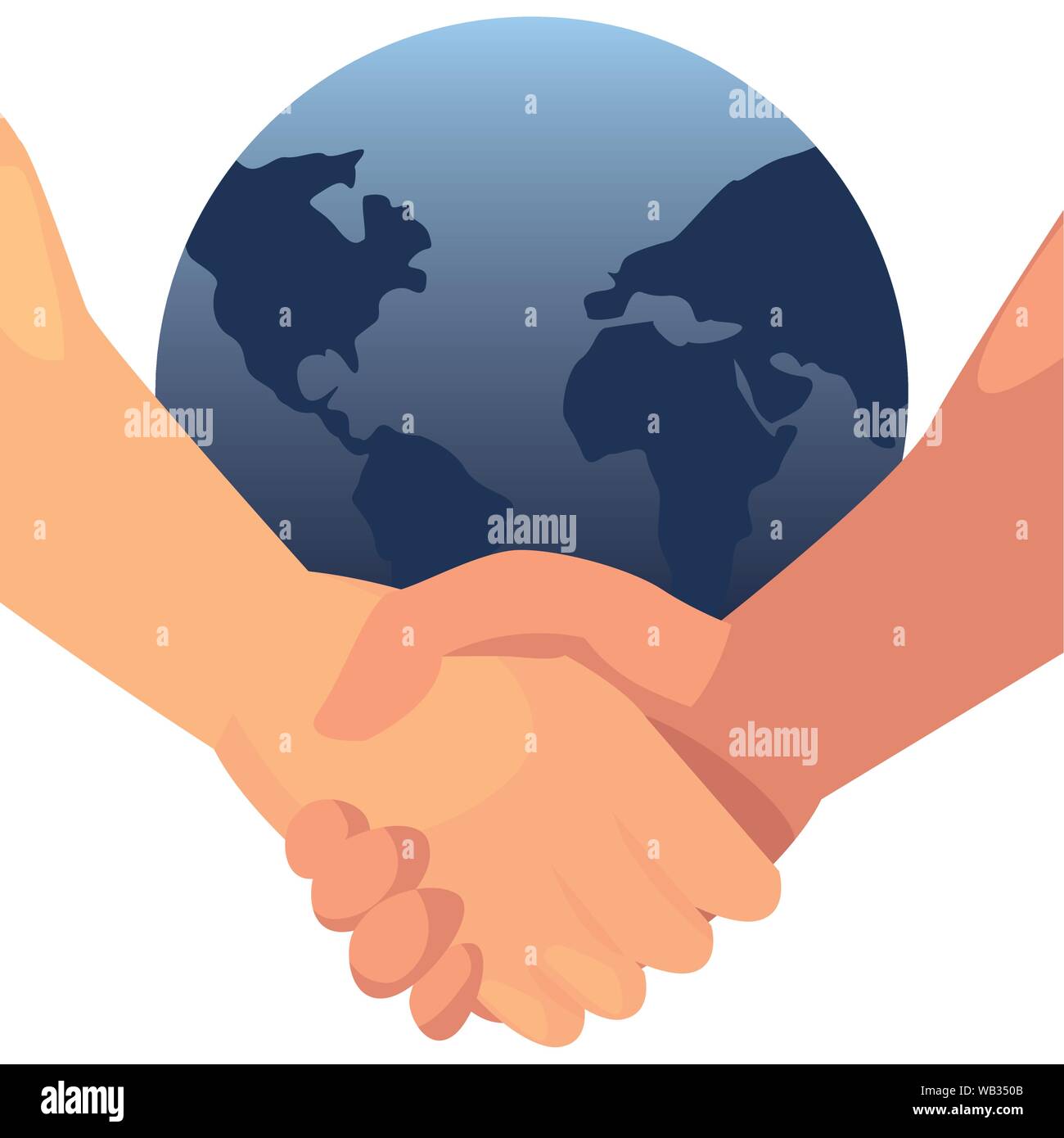 handshake world cooperation icon flat design vector illustration Stock ...
