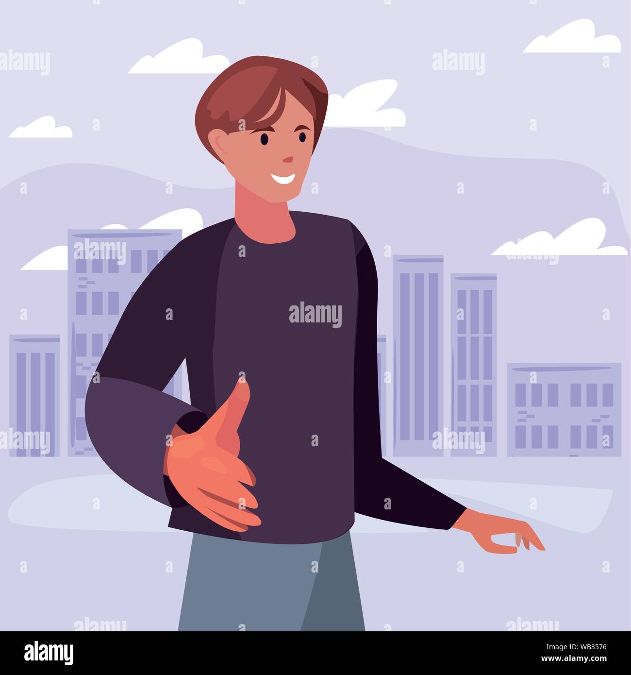 businessman gesture handshake city street background vector ...