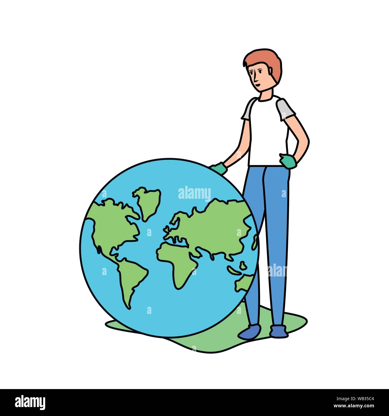 Avatar man with planet sphere design, Continent earth world globe ocean ...