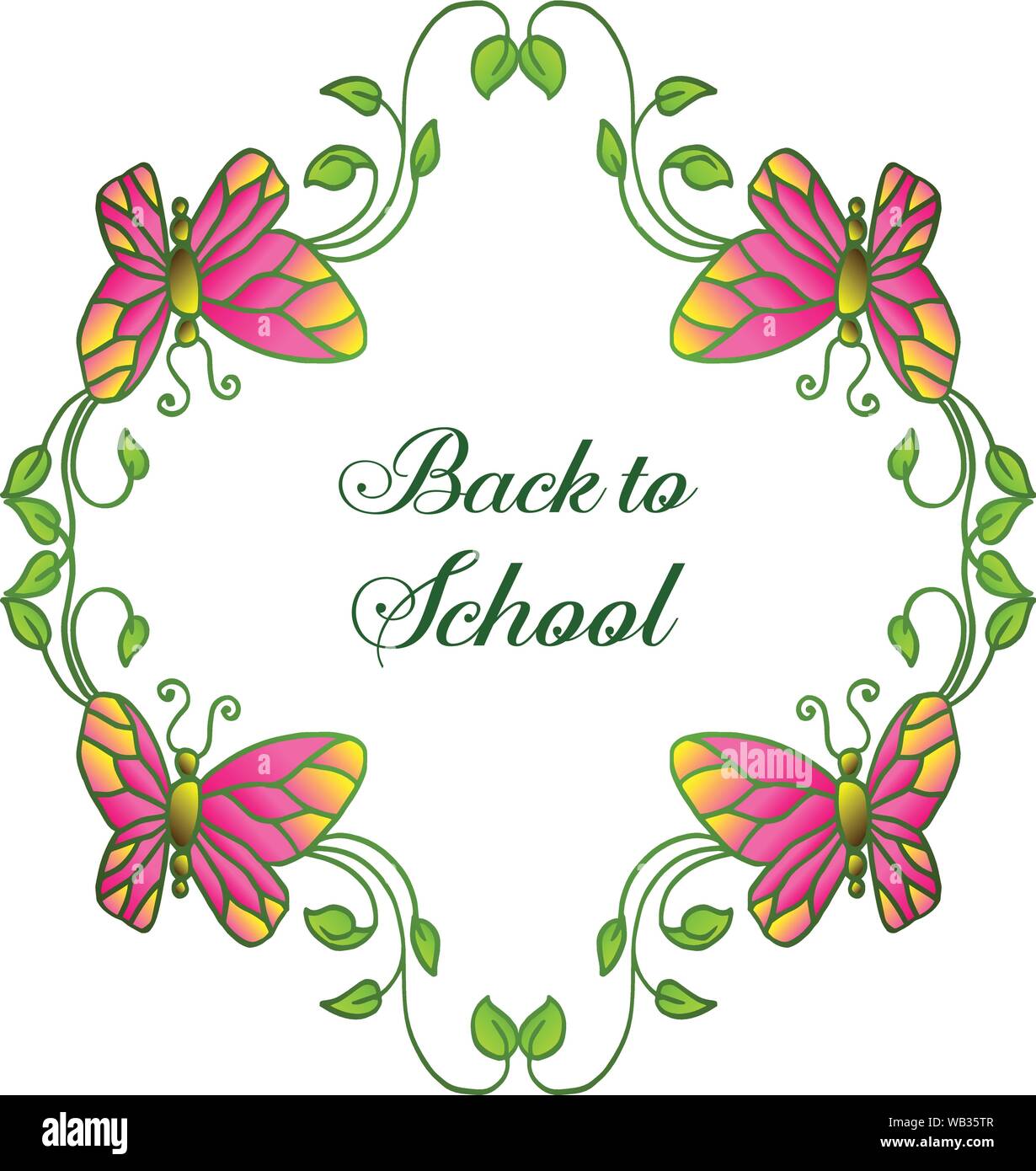 Poster design back to school, with crowd of butterfly frame. Vector ...