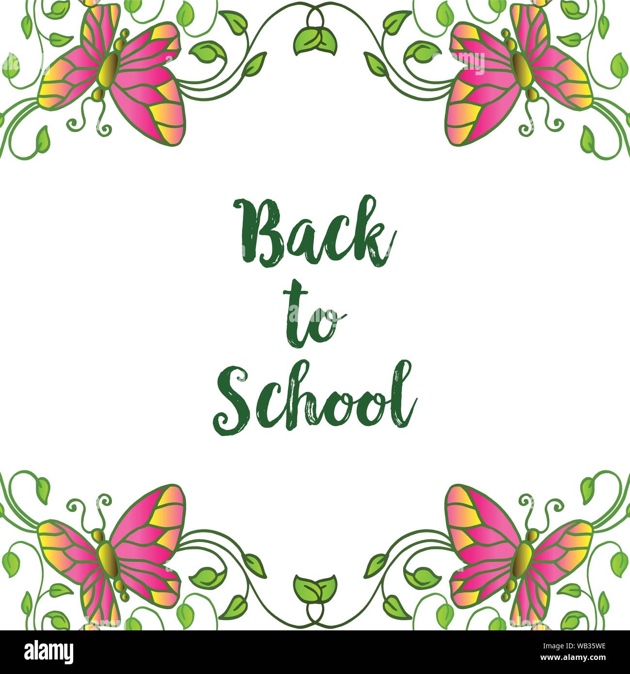 Poster design back to school, with crowd of butterfly frame. Vector ...
