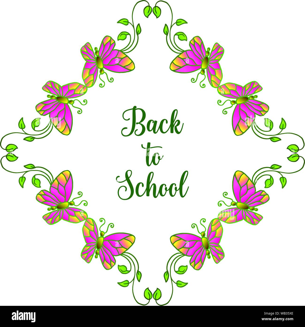 Poster design back to school, with crowd of butterfly frame. Vector ...