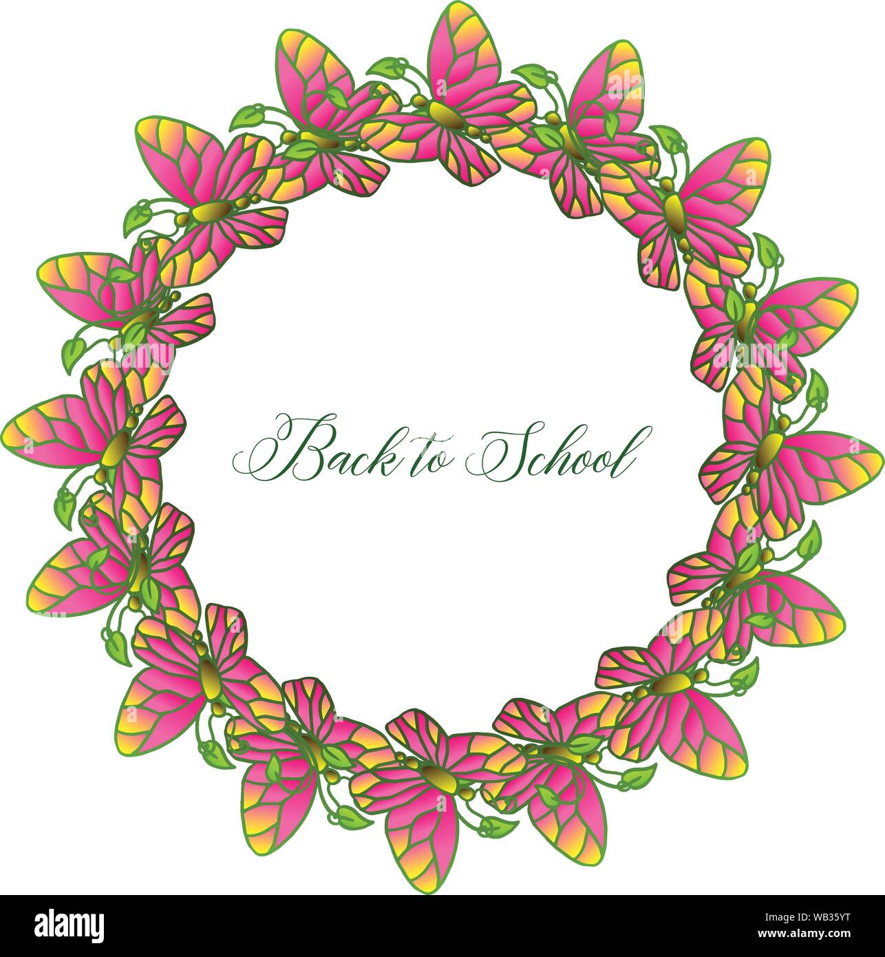 Poster design back to school, with crowd of butterfly frame. Vector ...