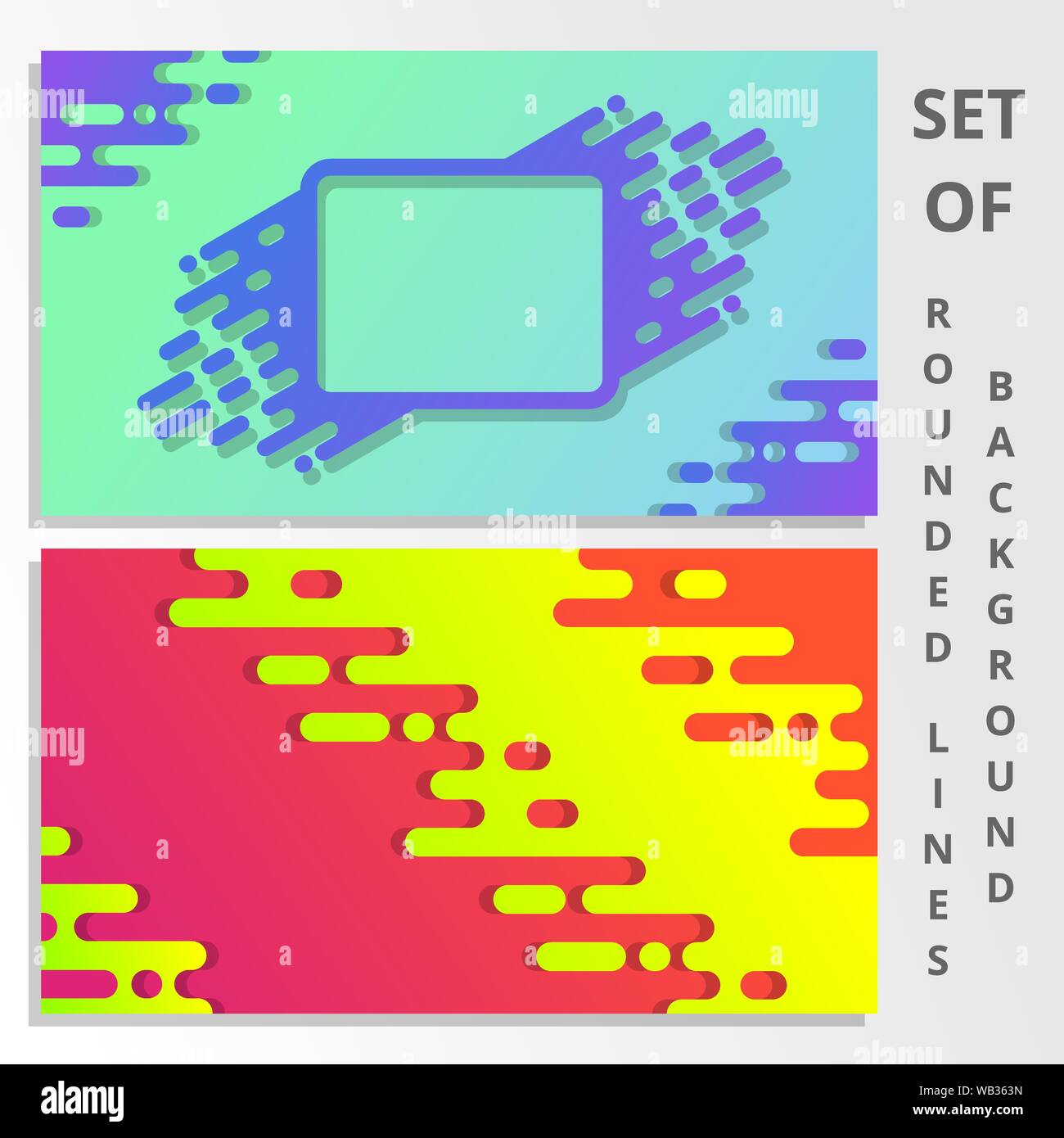 Abstract Gradient Rounded Lines Background Set Vector Template Stock ...