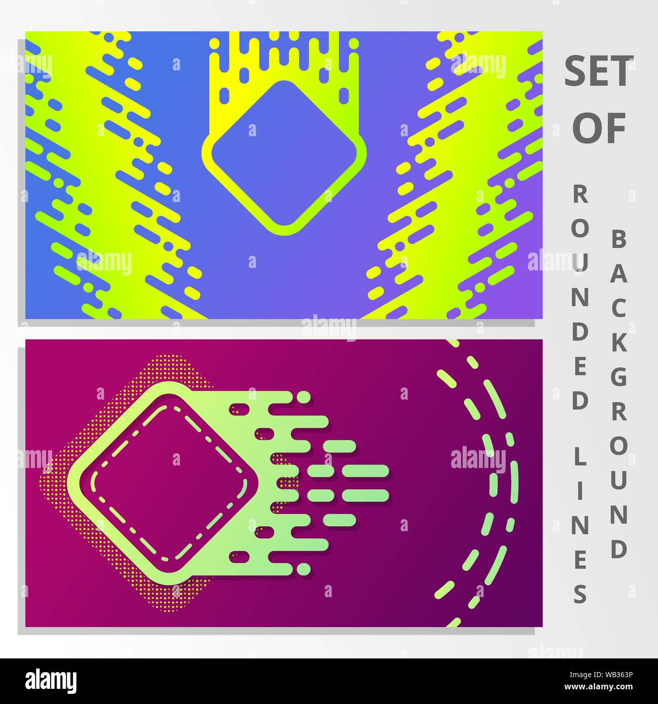 Abstract Gradient Rounded Lines Background Set Vector Template Stock Photo - Alamy