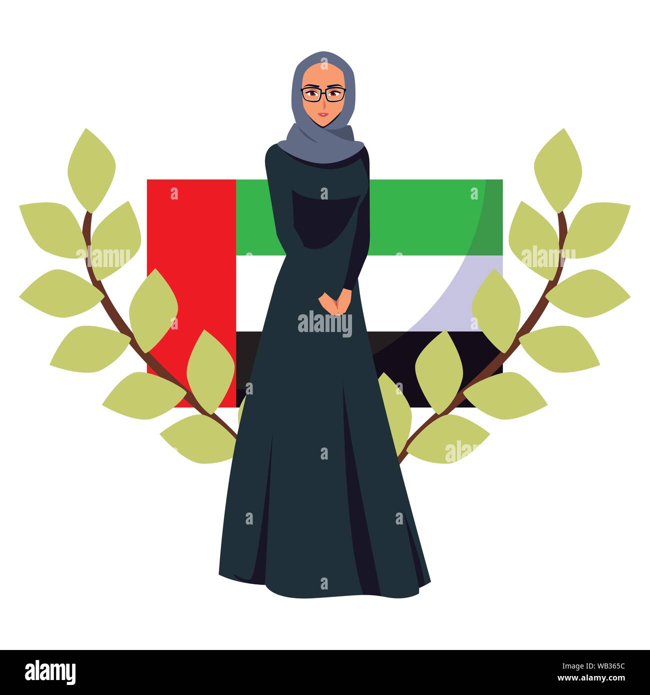 united arab emirates national day - arab woman with flag emblem vector ...