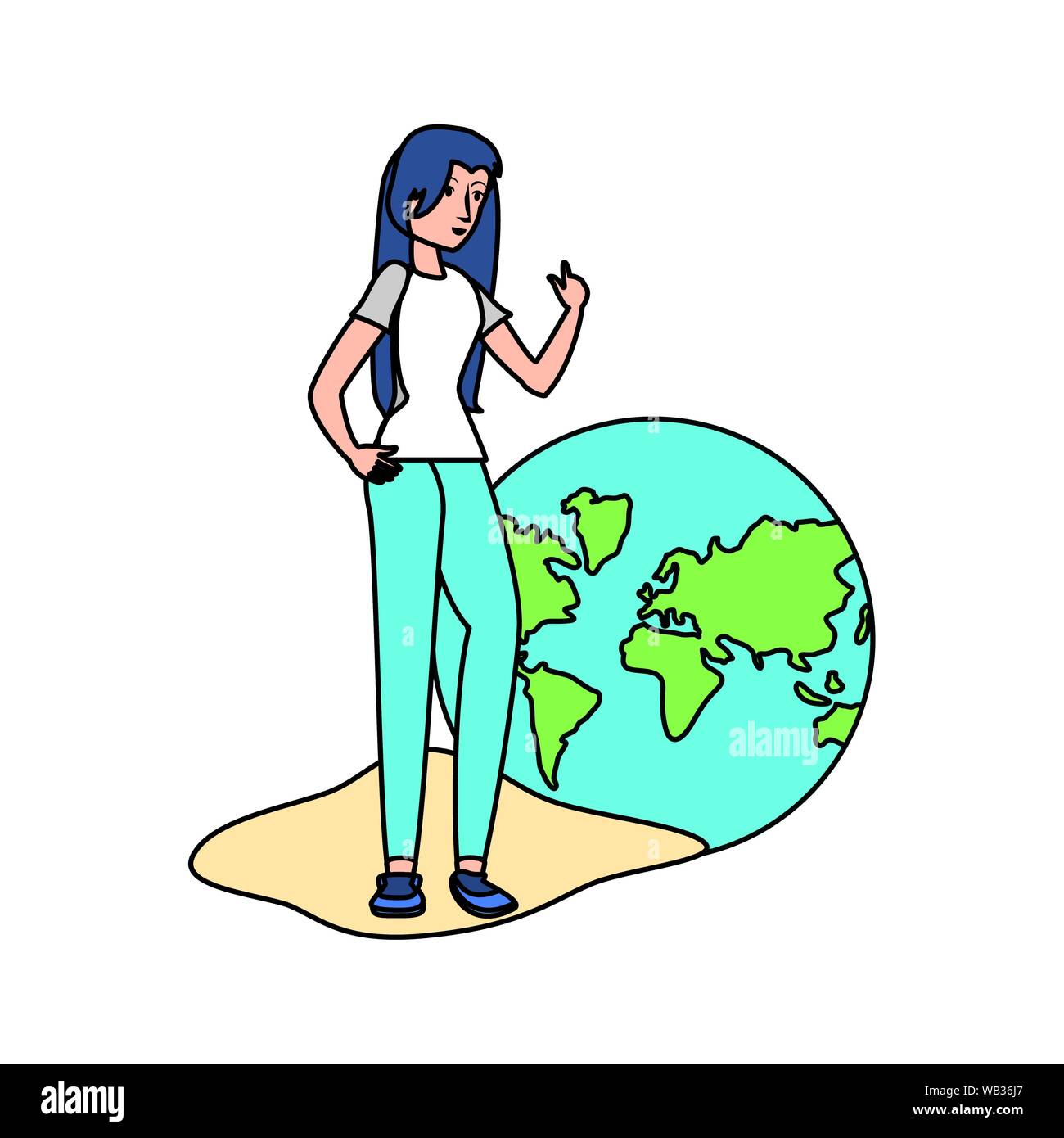 Avatar woman with planet sphere design, Continent earth world globe ...