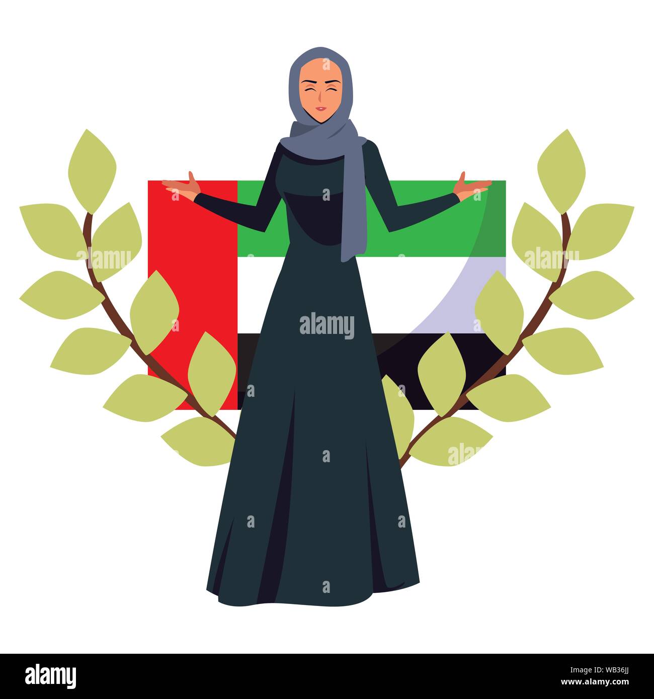 united arab emirates national day - arab woman with flag emblem vector ...