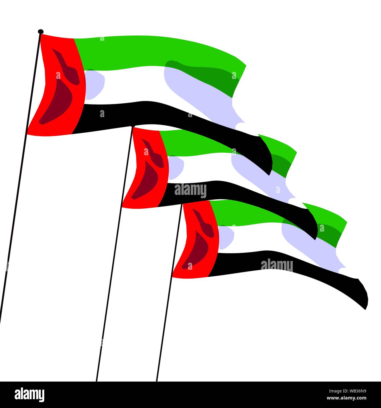 arab emirates flags in pole symbol vector illustration Stock Vector ...