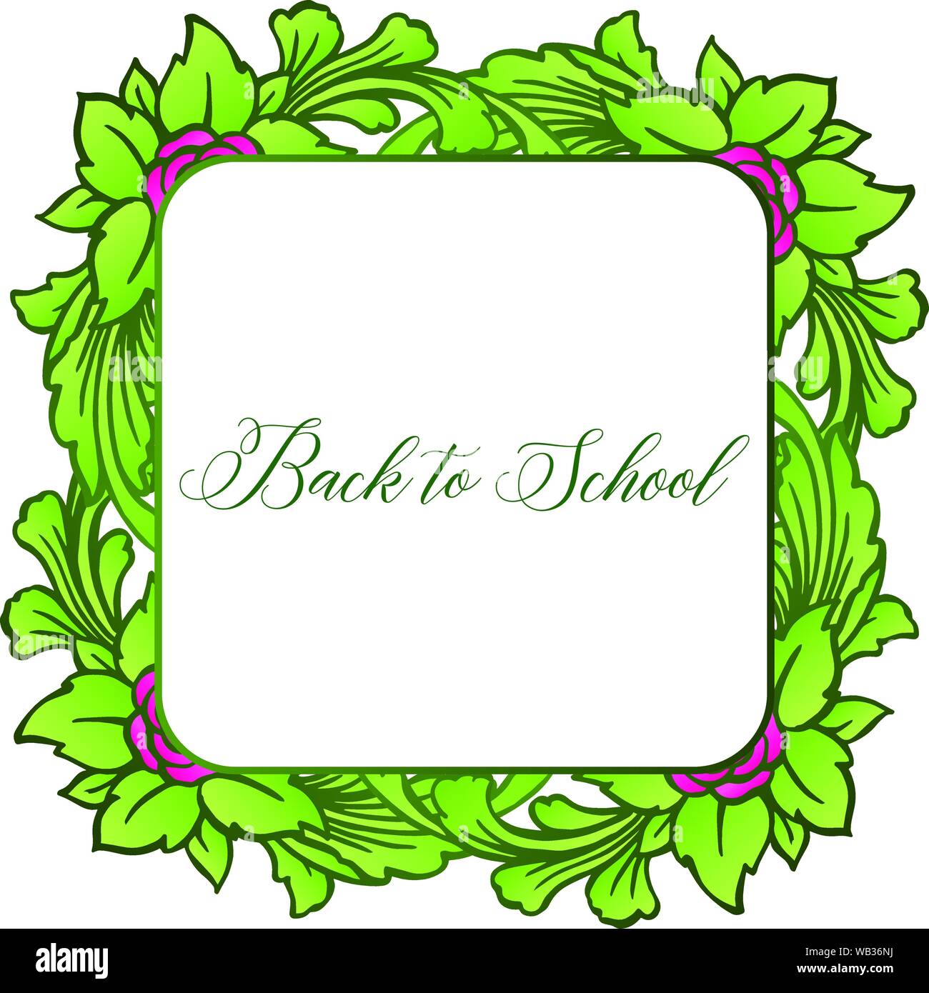 Beauty of green leafy flower frame, with various banner for back to ...