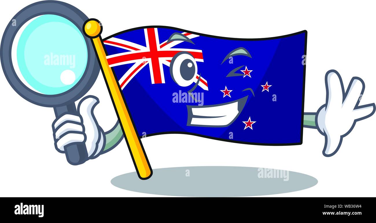 Detective flag new zealand isolated on character Stock Vector Image ...
