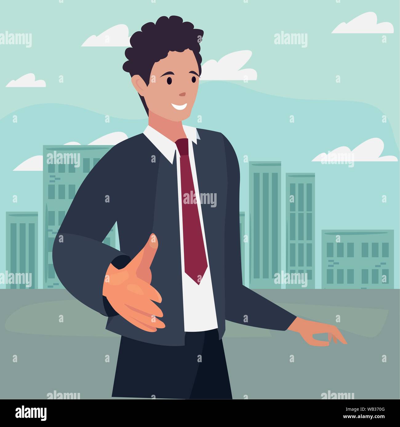 businessman gesture handshake city street background vector ...