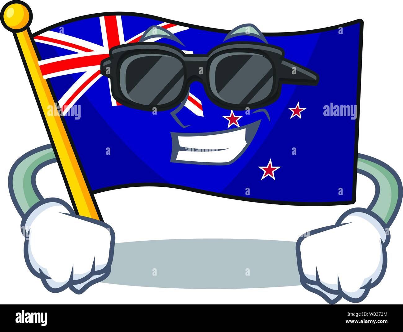 Super cool flag new zealand isolated on character Stock Vector Image ...