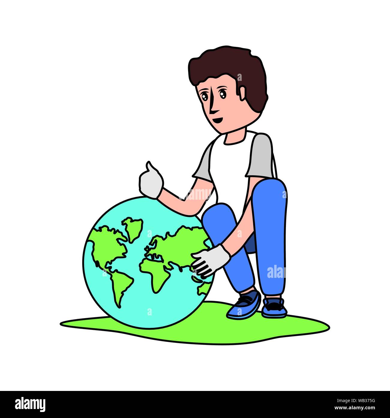 Avatar man with planet sphere design, Continent earth world globe ocean ...