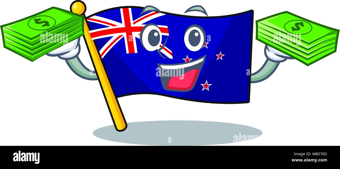 With money bag flag new zealand with cartoon shape Stock Vector Image ...