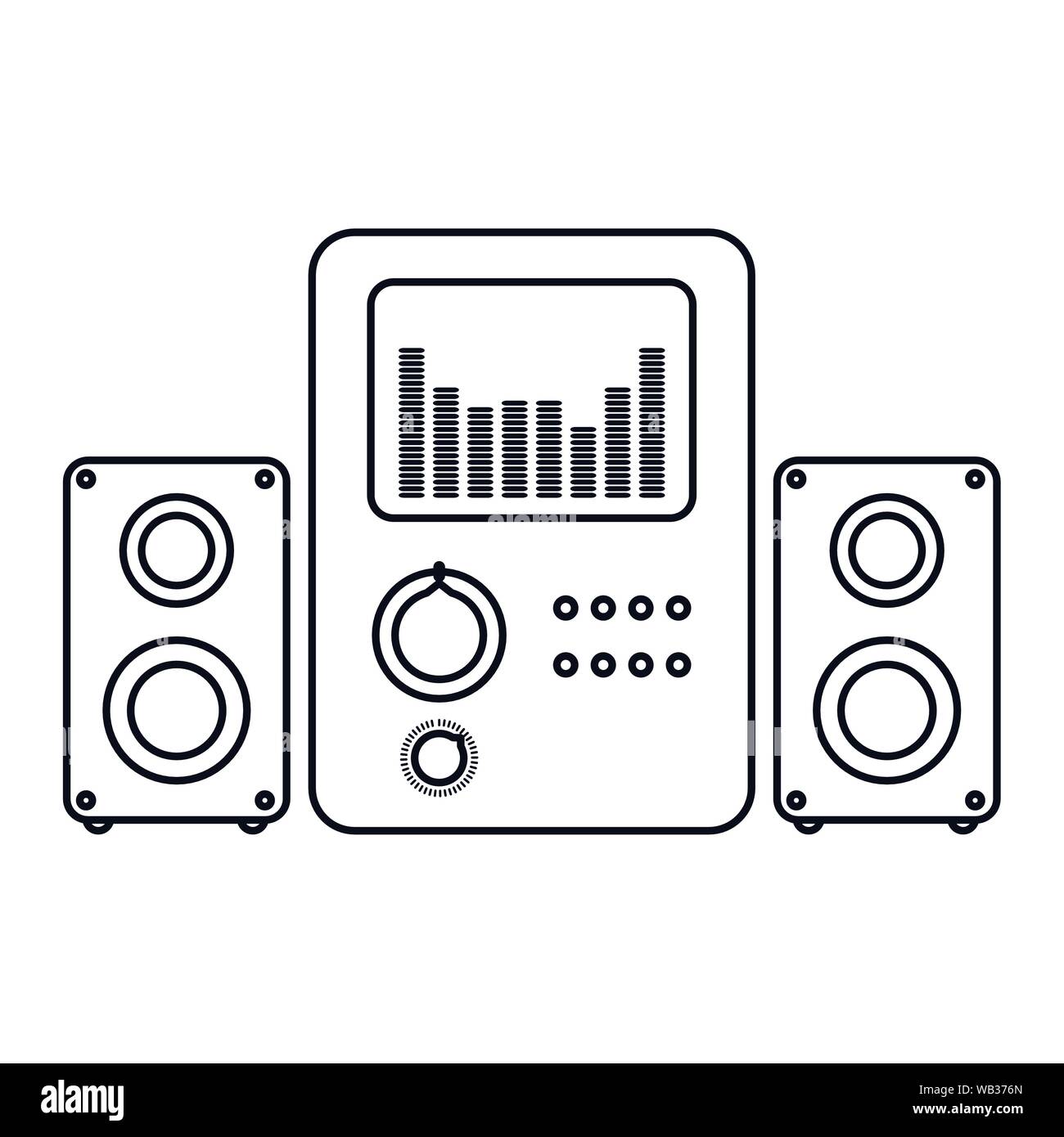 sound radio speakers music sound design vector illustration outline ...