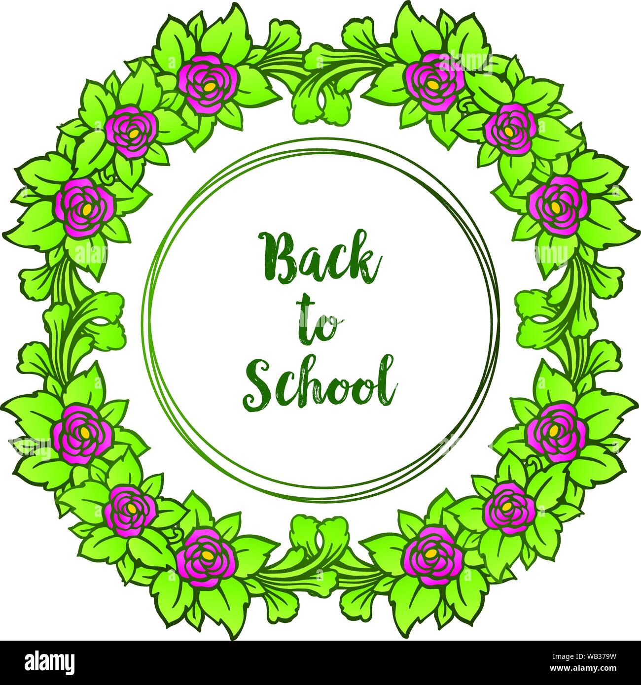 Various crowd of green leafy and rose flower frame, for decorative of ...