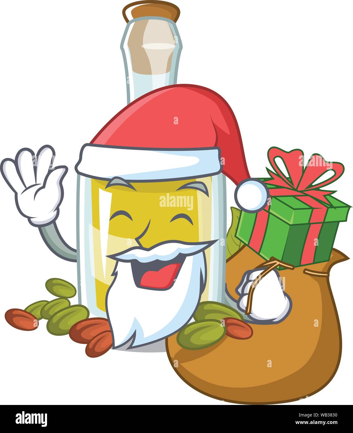 Santa with gift pistachio oil isolated with the cartoon Stock Vector ...