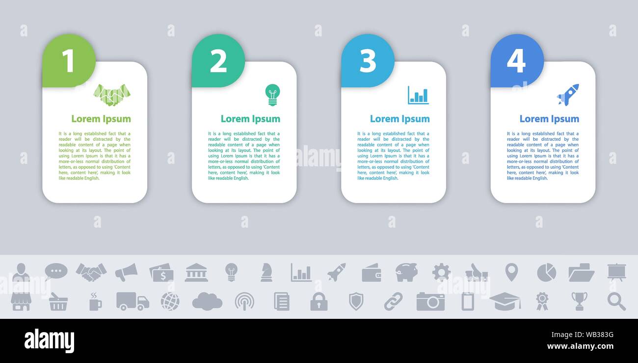 Business infographic design template with 4 steps or options using for ...