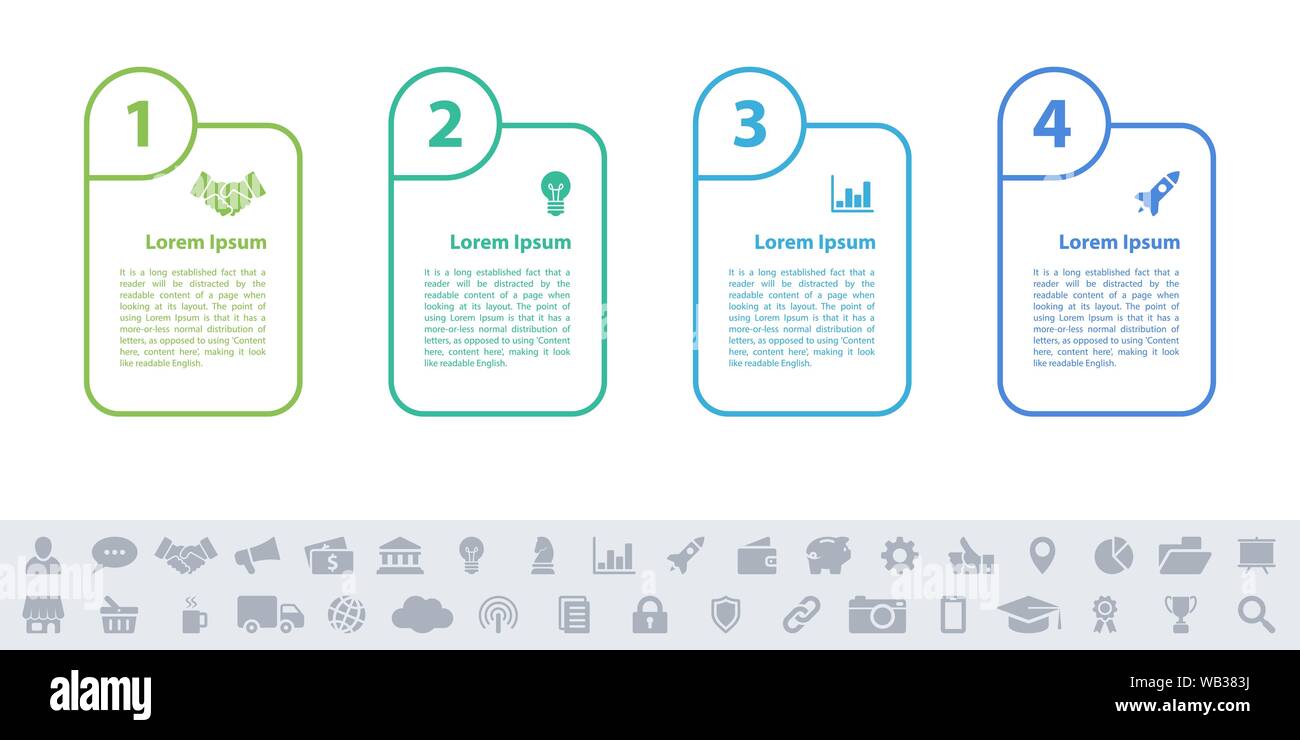 Business infographic design template with 4 steps or options using for ...