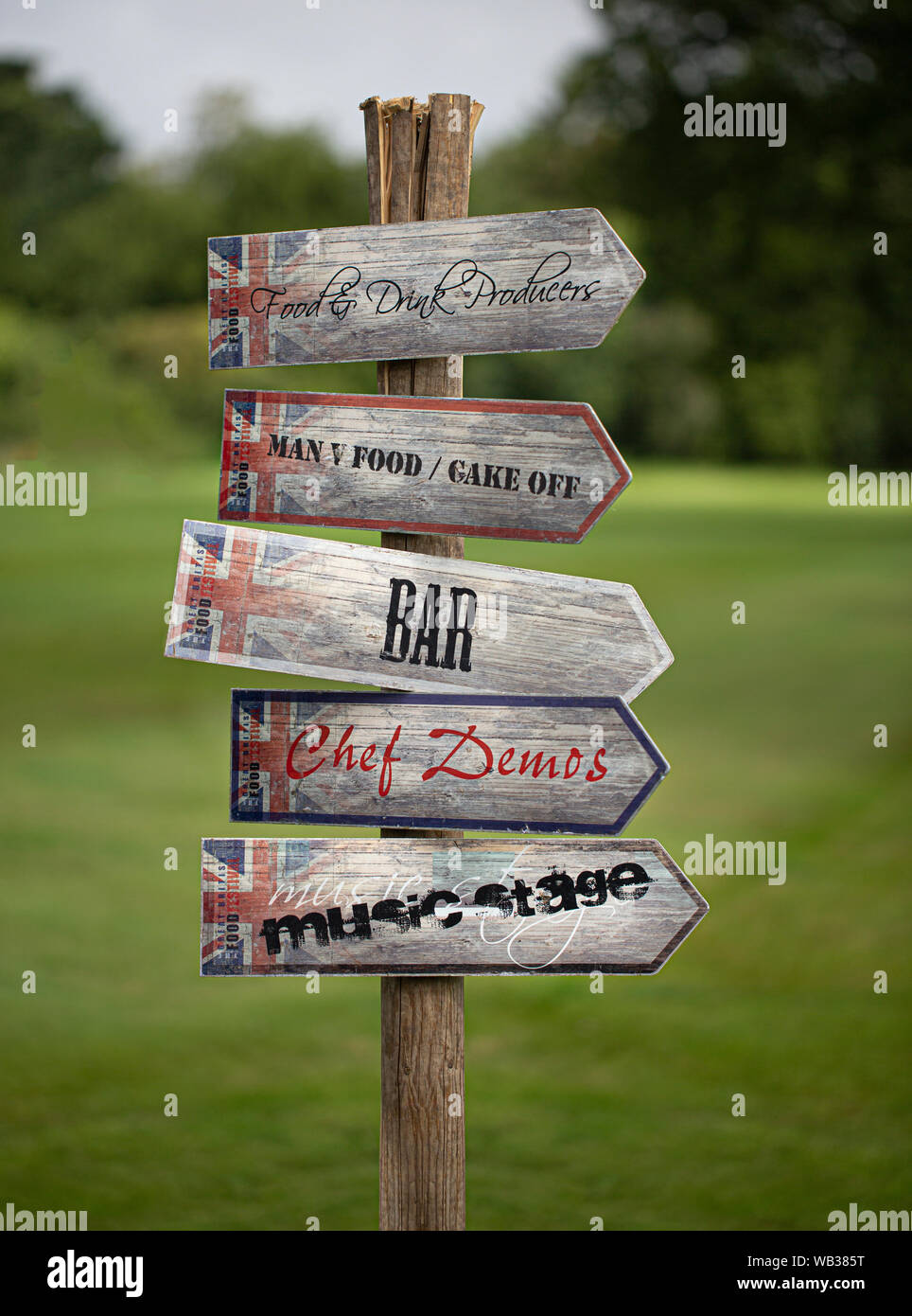 WESTONBIRT UK - JULY 10, 2019: SignPost at the great british food ...