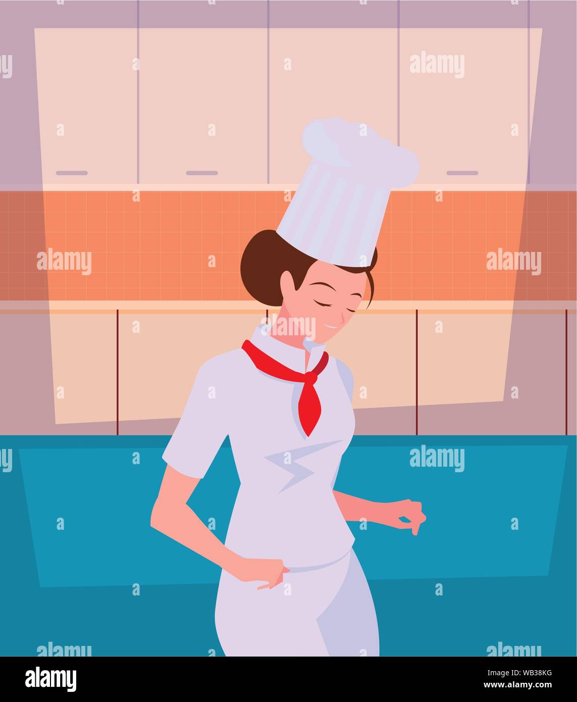 woman chef character with uniform in kitchen vector illustration Stock ...