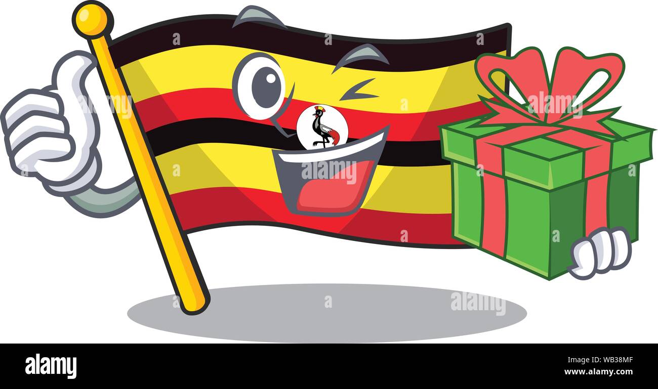 With gift flag uganda isolated in the cartoon Stock Vector Image & Art ...