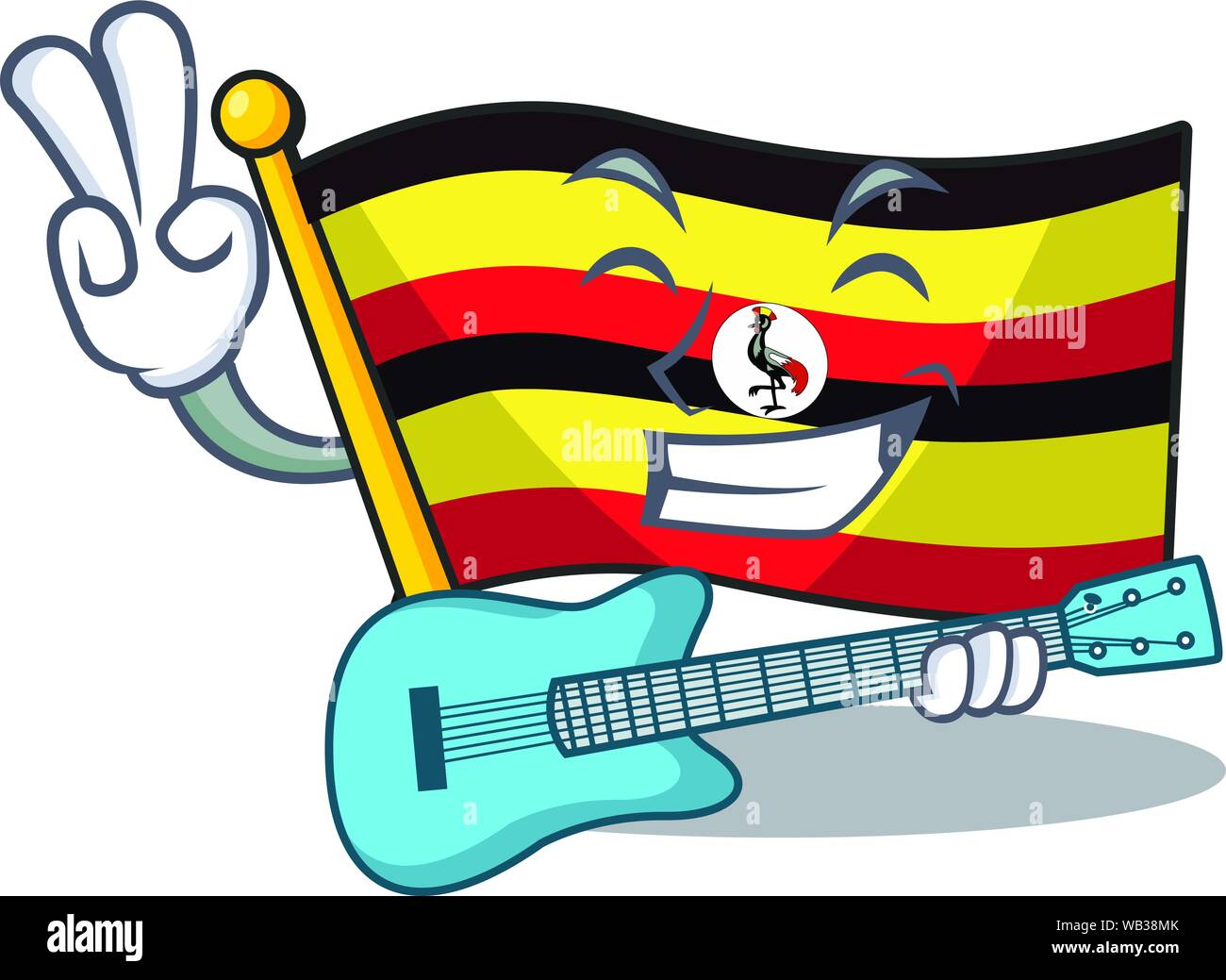 With guitar flag uganda isolated in the cartoon Stock Vector Image ...